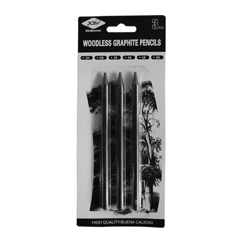 3 Pcs Pure Carbon Sketch Pens HB/2B/4B Woodless Ch... – Grandado