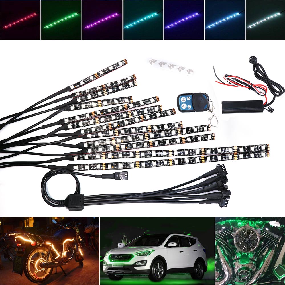 12 Pcs Rgb Led Auto Motorfiets Chopper Frame Glow ... – Grandado