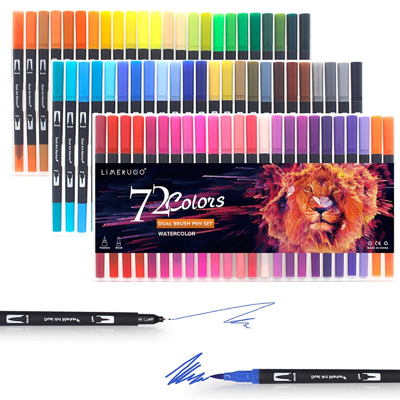 24 Colors Watercolor Pens Drawing Painting Dual Ti... – Vicedeal