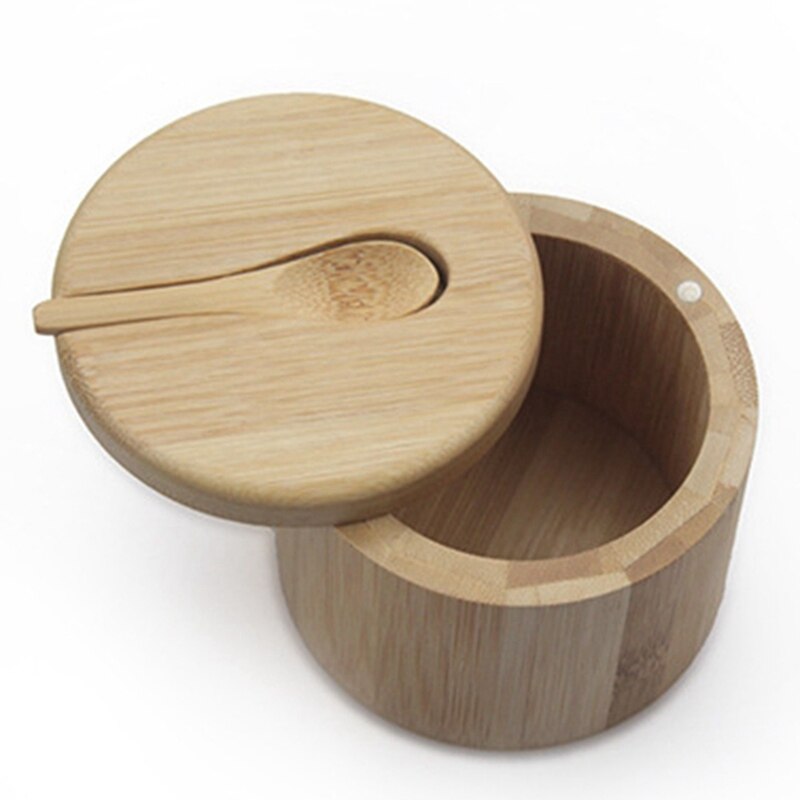 2PCS Wood Seasoning Box With Spoon Rotating Cover ... – Vicedeal