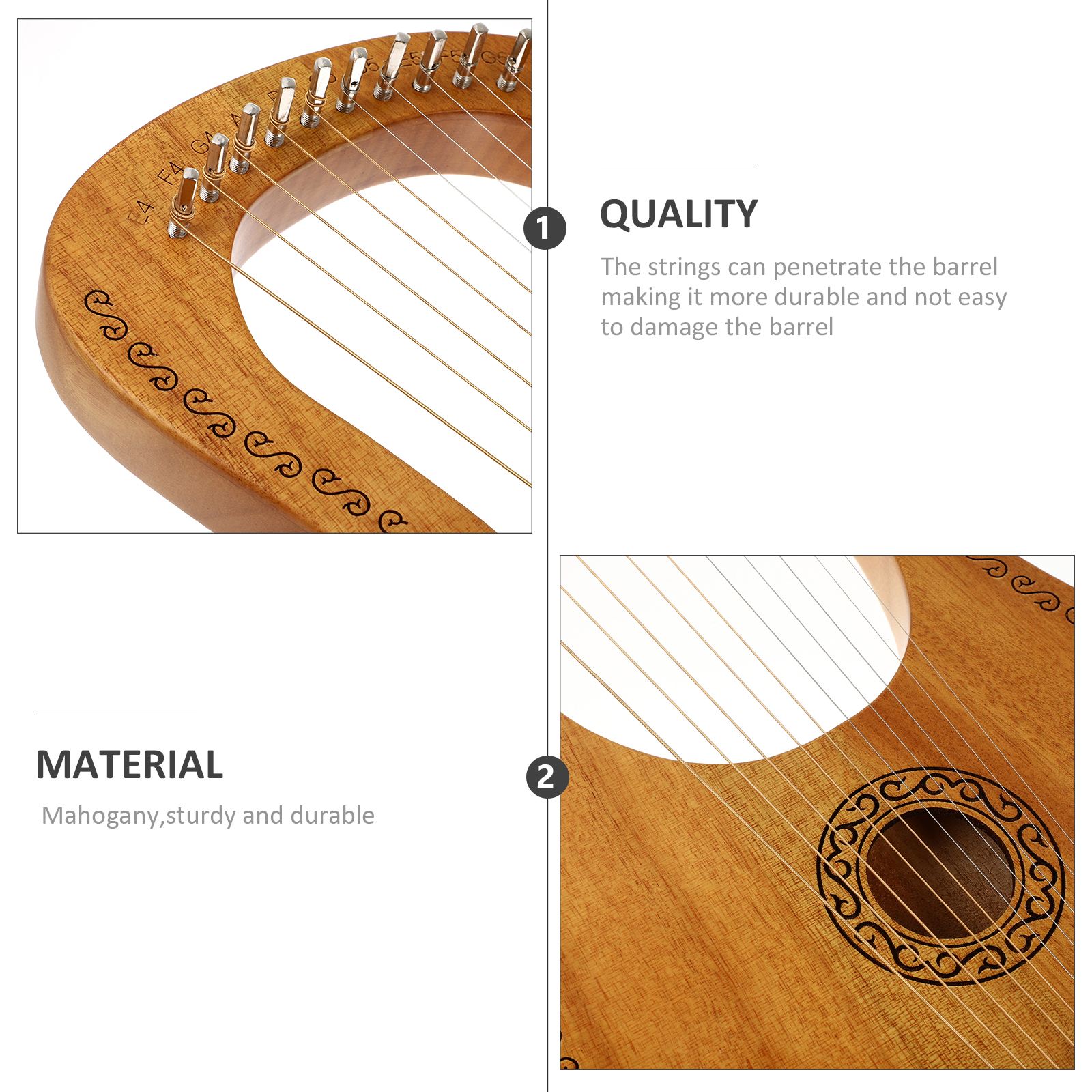 1 Set Lyre Harp Handheld Harp Wood Body 10 Metal S... – Grandado