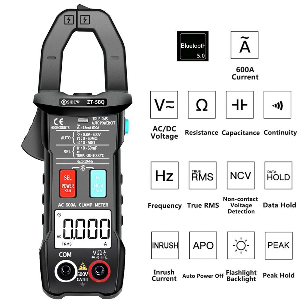 NCV Tester Digital Clamp Meter ZT-5BQ Wireless Blu... – Vicedeal