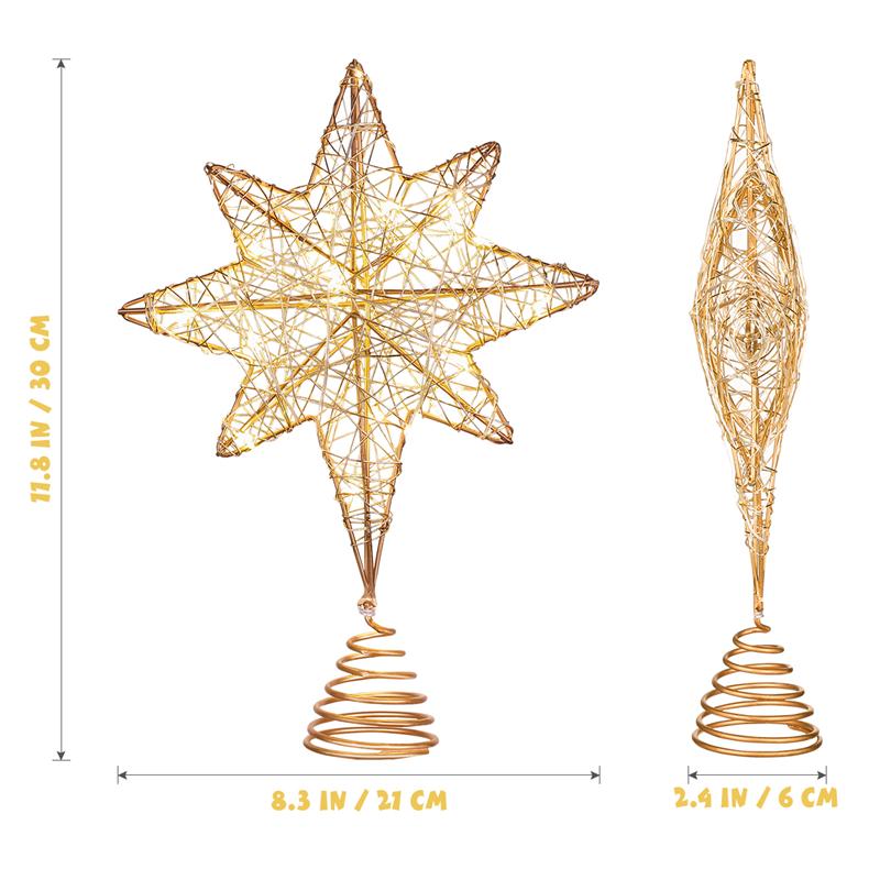 1PC Iron LED Light Warm Light Glitter Xmas Treetop... – Grandado