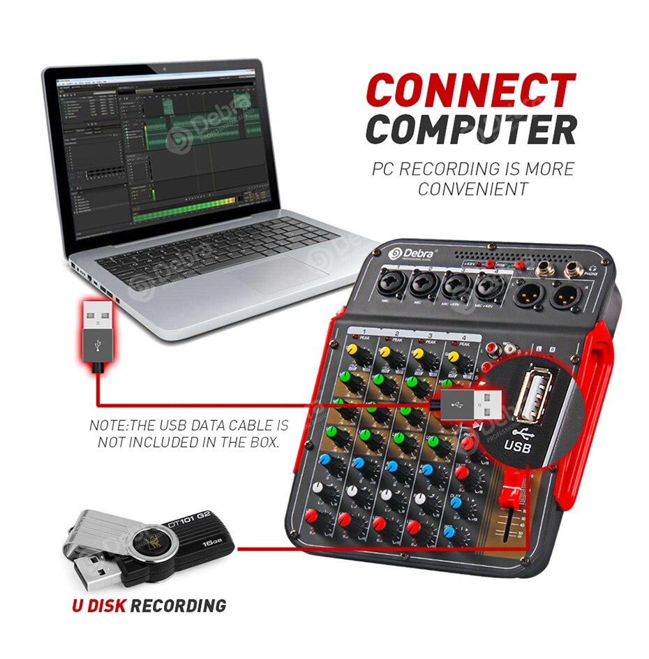 Debra 6 Channel Audio Mixer DJ Consoler DM4 With 4... – Grandado