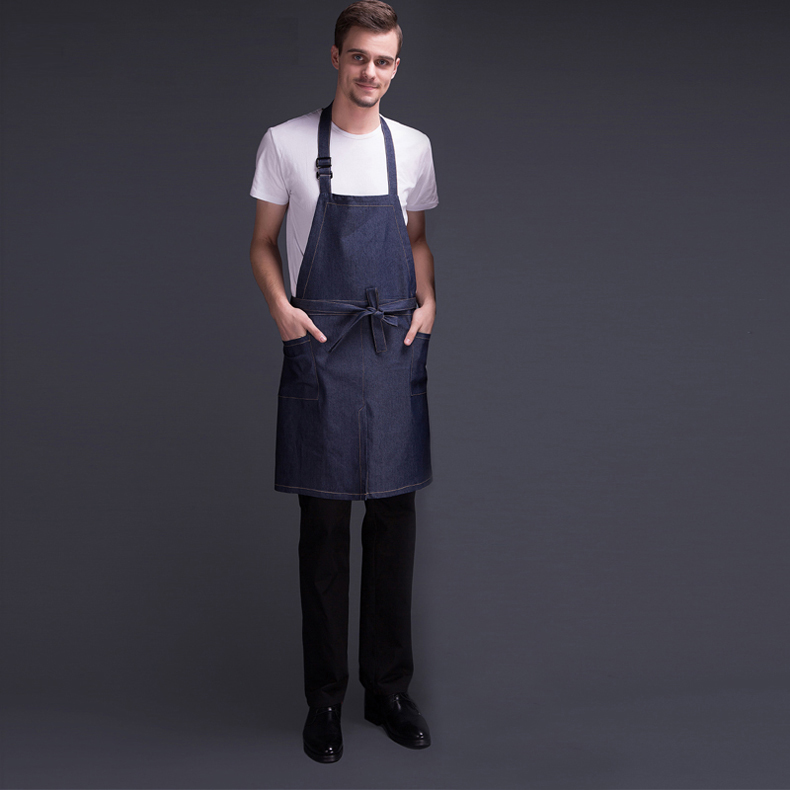 apron chef 70CM denim hanging neck apron unisex ki... – Grandado