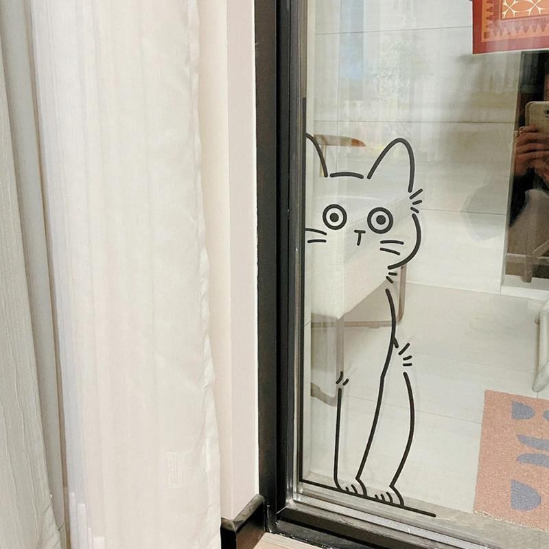 Cute Cat Door Wallpaper Glass Sliding Door Anti-co... – Grandado