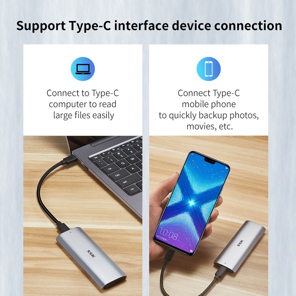 SSK M.2 SSD Case NVME Enclosure M.2 to USB Type C ... – Grandado
