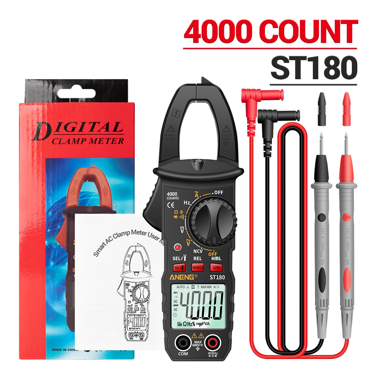 ST180 Digitale Stroomtang Multimeter 4000 Counts M... – Vicedeal