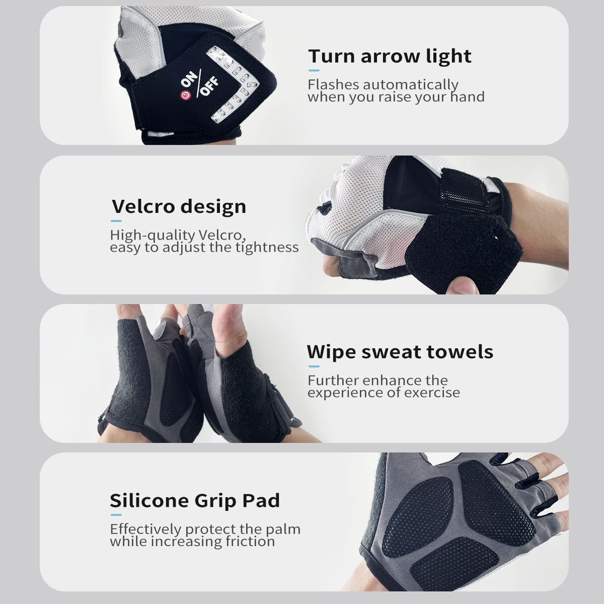 Smart sensor LED Turn Signal Cycling Gloves Rechar... – Grandado