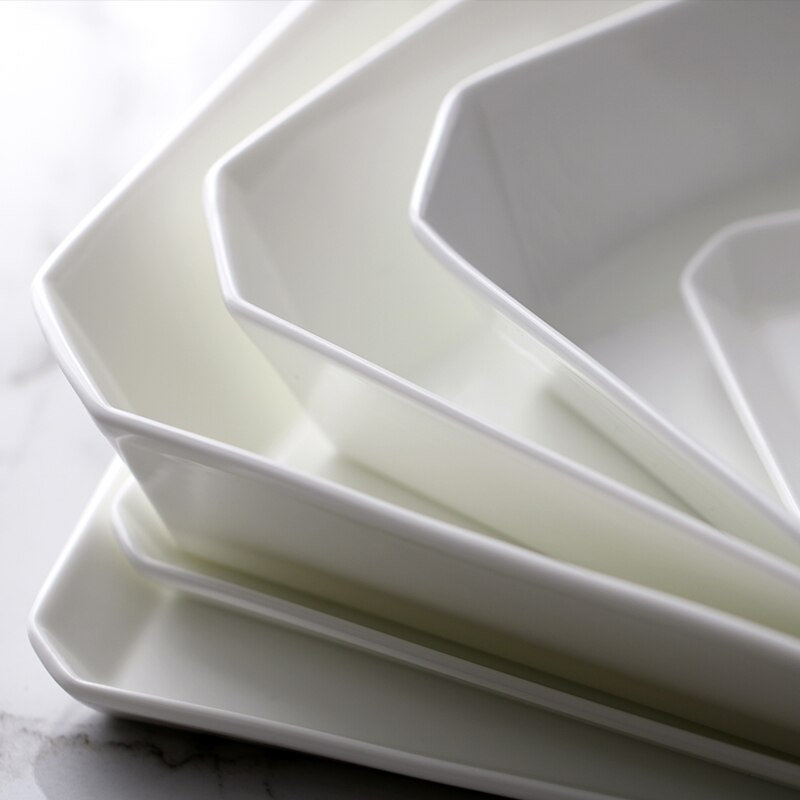 Brief White Ceramic Under Glazed Porcelain Rectang... – Grandado