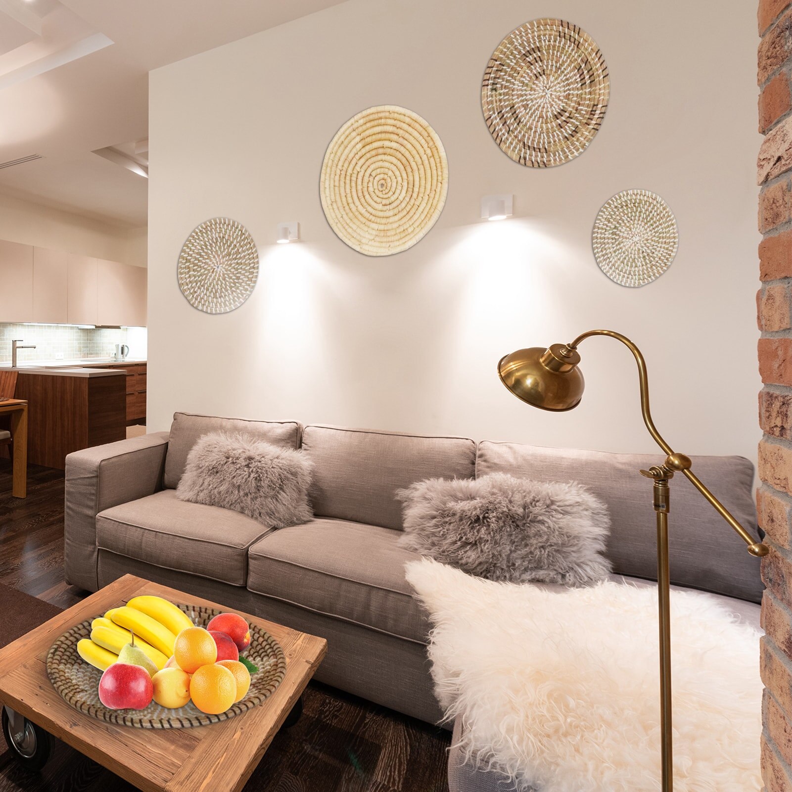 5Pcs Mand Muur Decor Zeegras Wanddecoratie Mand Go... – Grandado