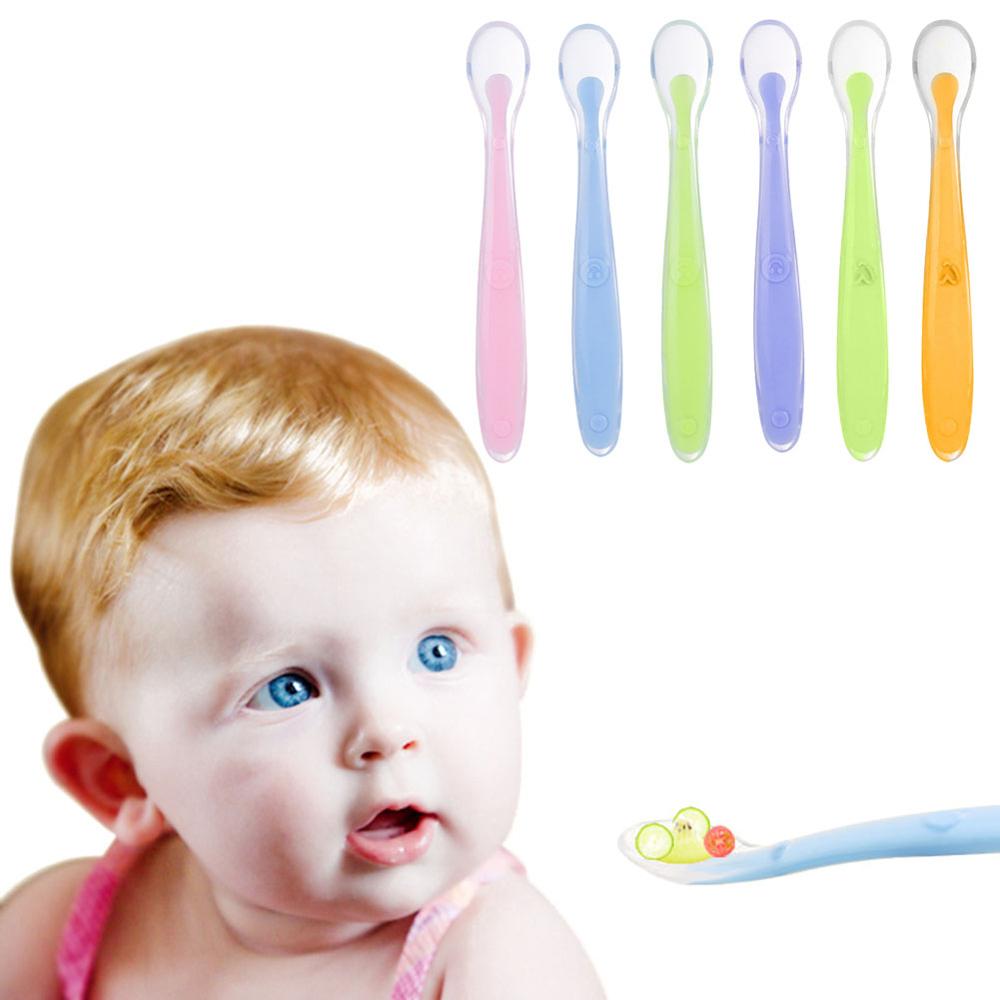 Baby Zachte Siliconen Lepel Snoep Kleur Temperatuu... – Grandado