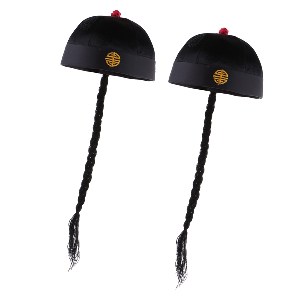 2x Novelty Adults Black Chinese Oriental Cap With ... – Grandado