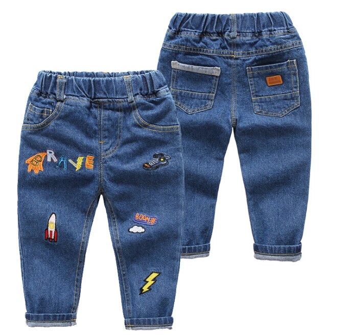 3 4 5 6 7 år barn jeans broderi tecknade raka byxo... – Grandado