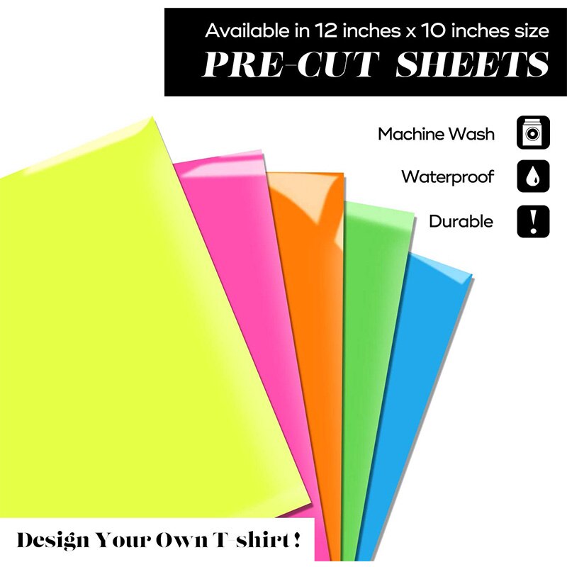 Big Neon PU Heat Transfer Vinyl HTV Bundle for T S... – Grandado
