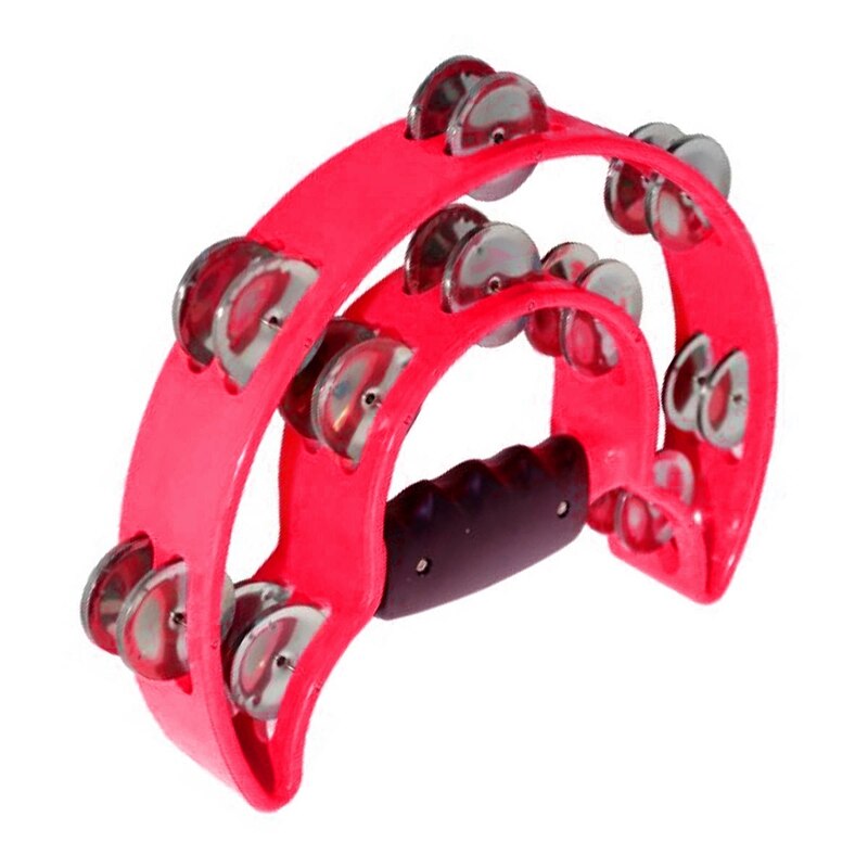 Hand Held Tambourine Double Row Metal Jingles Perc... – Vicedeal