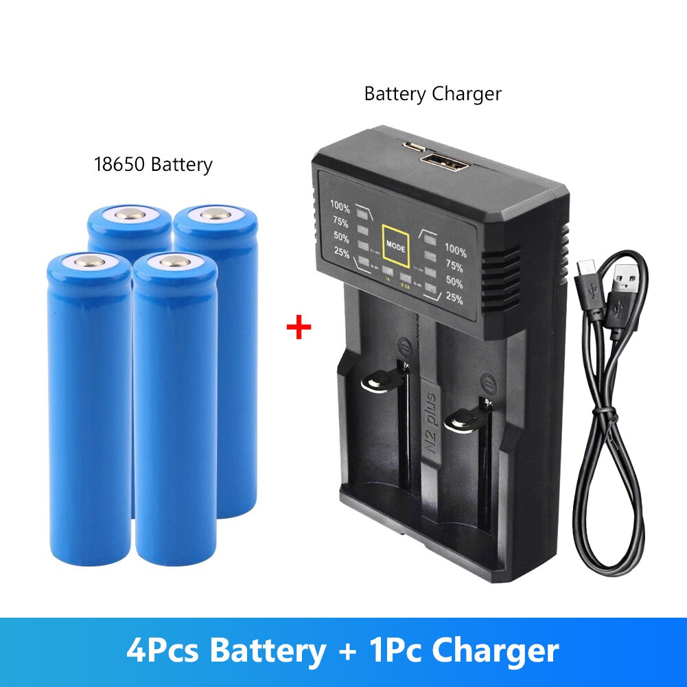 4x 18650 Battery Li-ion 3.7V 5000mAh Rechargeable ... – Grandado