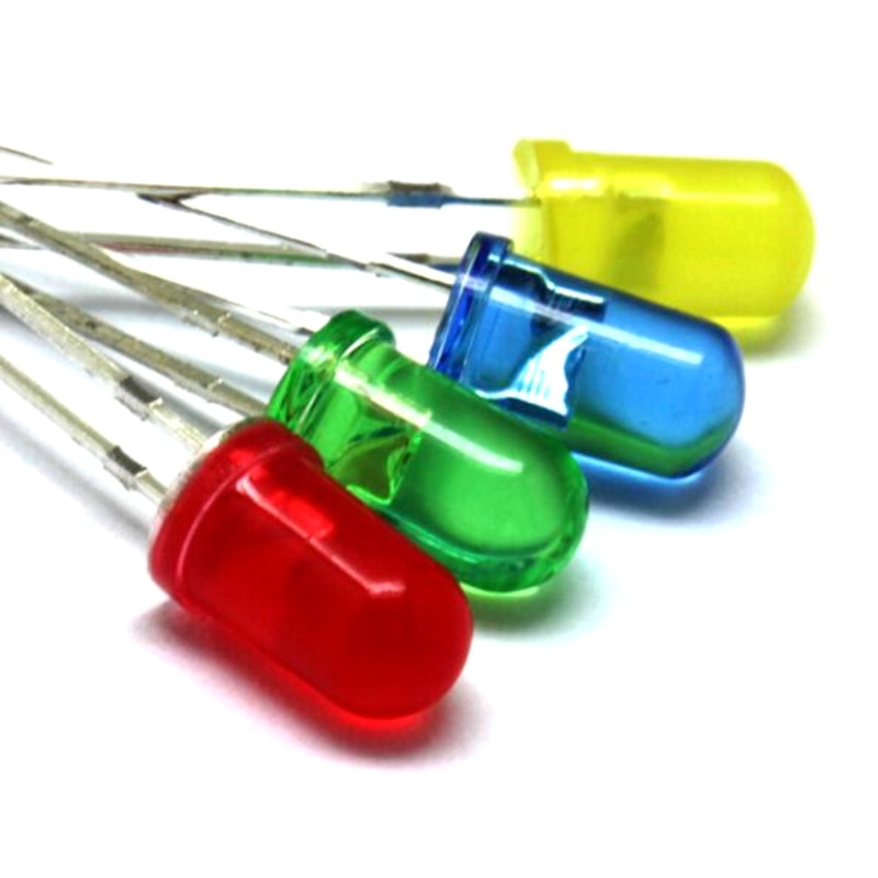 1000 stk 5mm led dioder rød gul blå grønn rund led... – Grandado