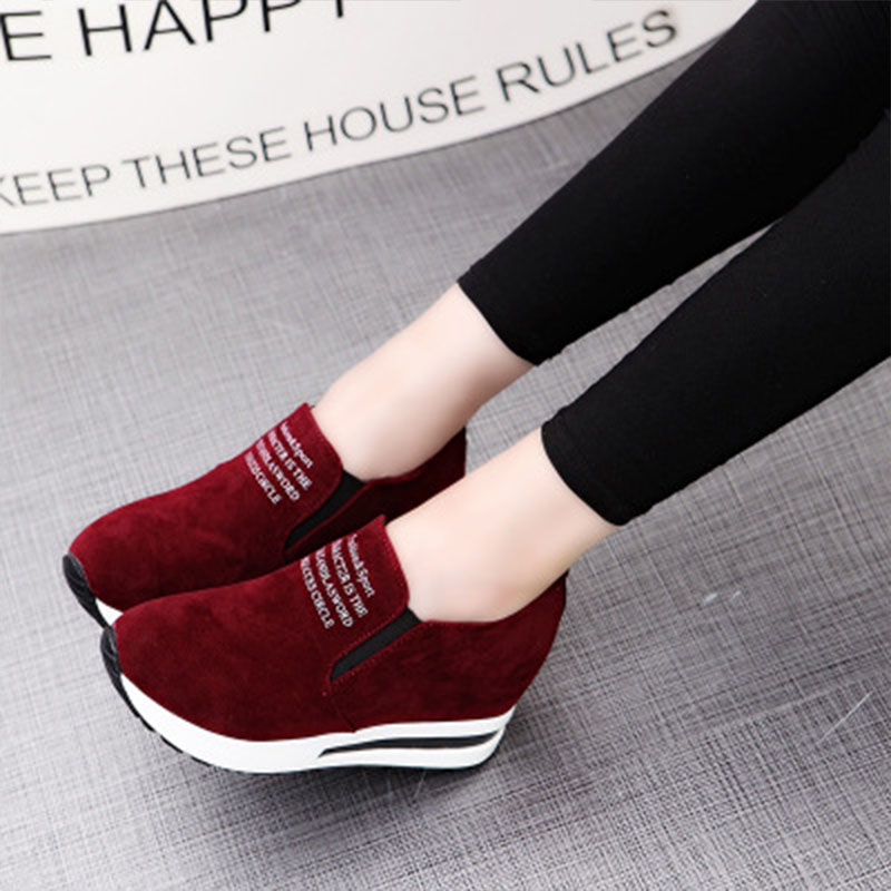 Flock High Heel Lady Casual black/Red Women Sneake... – Grandado