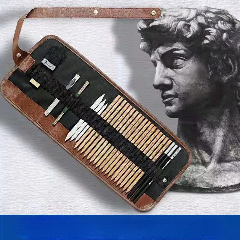 29 Sketch Pencil Set Roller-Shaped Pen Bag Drawing... – Grandado