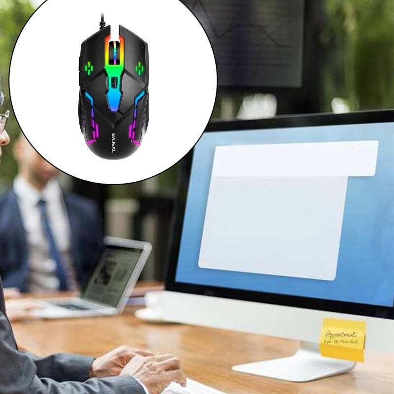 BAJEAL D2 Wired Sports Mouse Six-Button 4-Speed Va... – Grandado