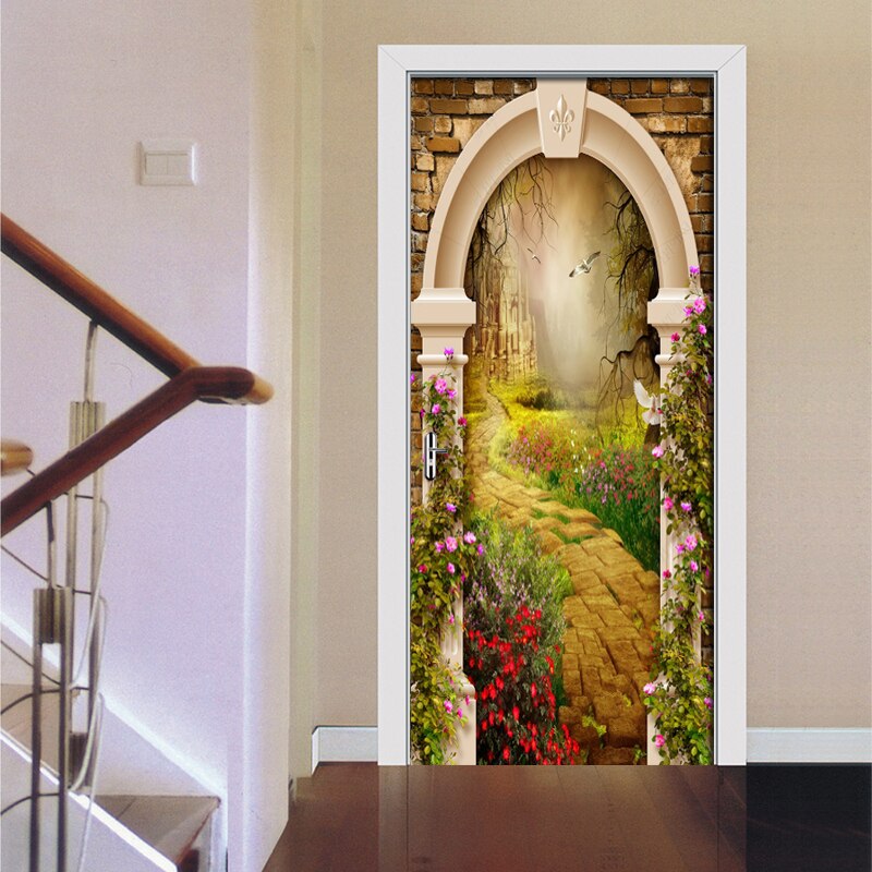 Retro Fantasy Castle Photo Wallpaper 3D Door Stick... – Grandado