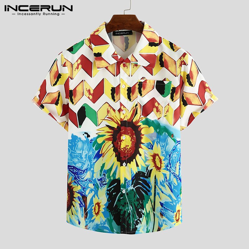 INCERUN Floral Print Men Hawaiian Shirt Streetwear... – Vicedeal