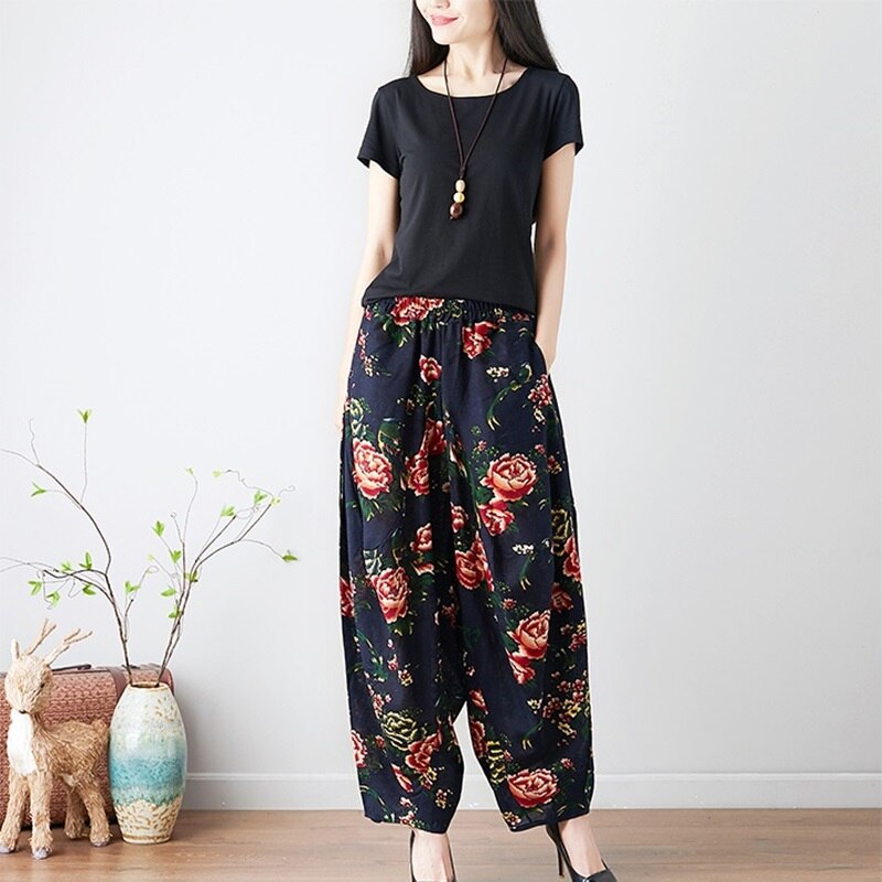Chinese Style Ethnic Baggy Harem Pants Boho Chic P... – Grandado