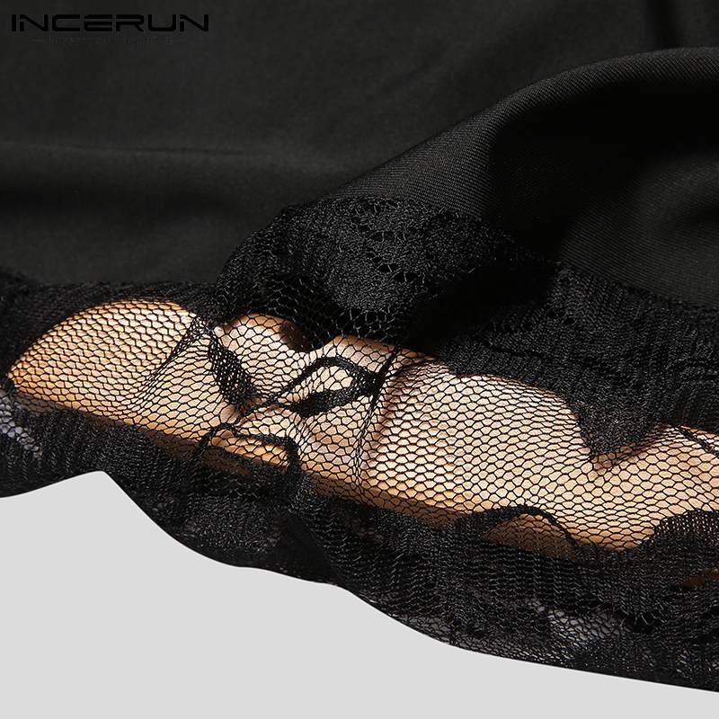 Men Sleep Shorts Lace Mesh Patchwork See Through H... – Grandado