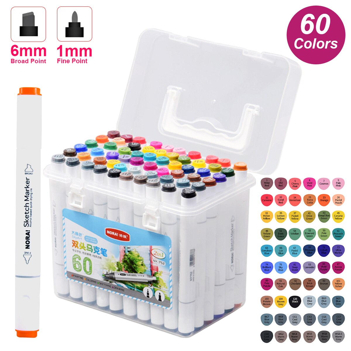 60/36/12 Colors Art Markers Set Dual Heads Broad F... – Vicedeal