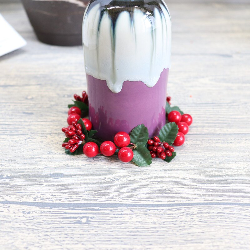 Red Fruit Berry Candle Ring Christmas Wreath Garla... – Grandado
