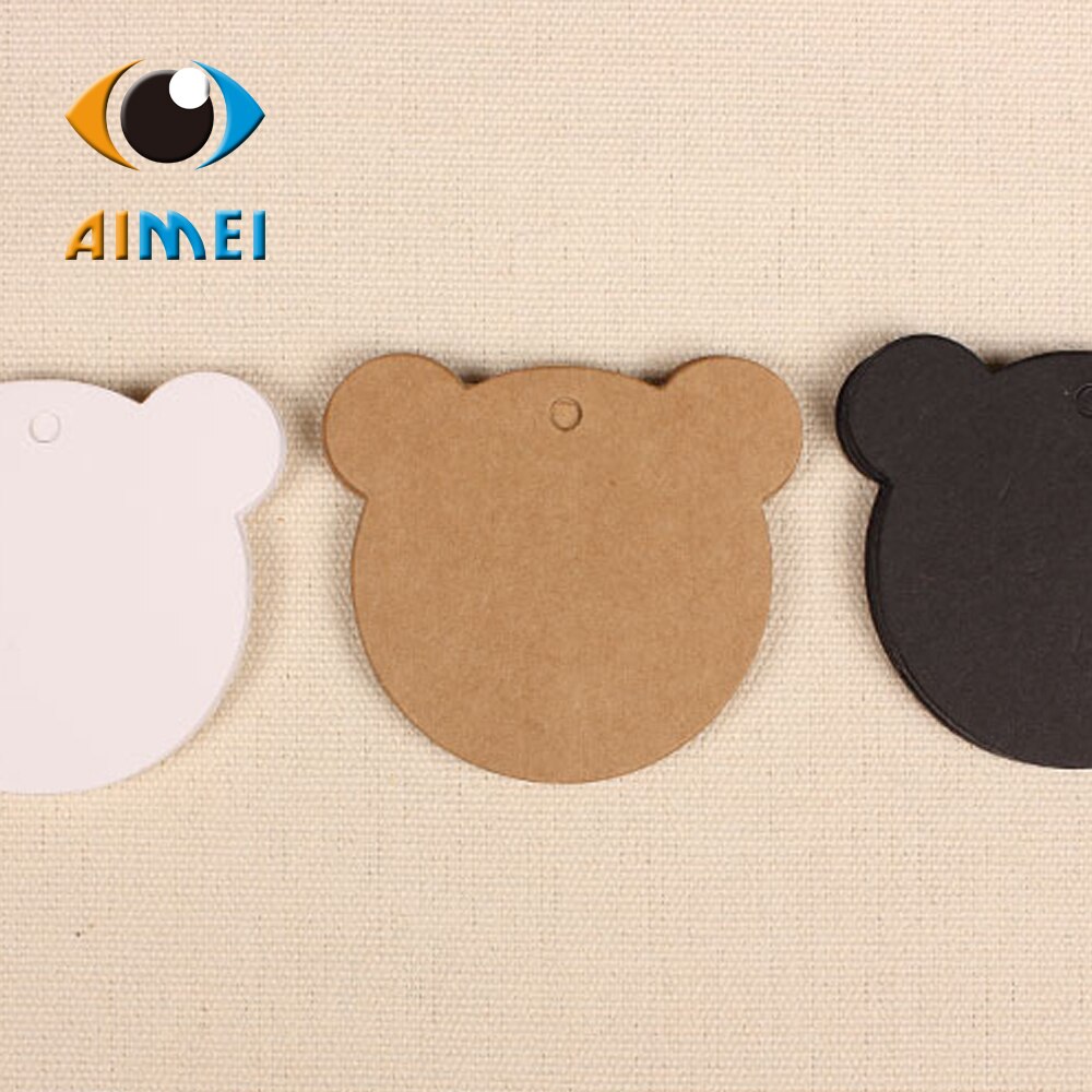 100pcs Bear head blank kraft paper tags for name p... – Grandado