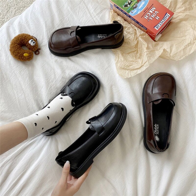 Cute Kitten Uniform Shoes Women Harajuku PU Leathe... – Grandado