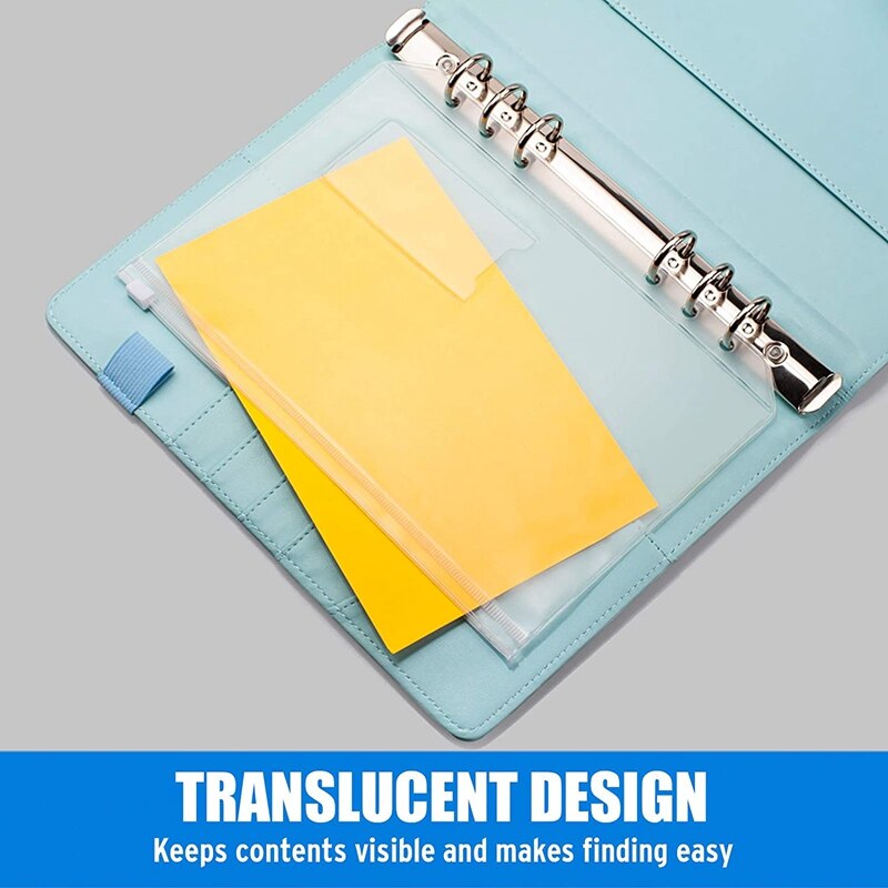 15Pcs A5 Binder Pockets 6-Hole Punched Zipper Bind... – Grandado