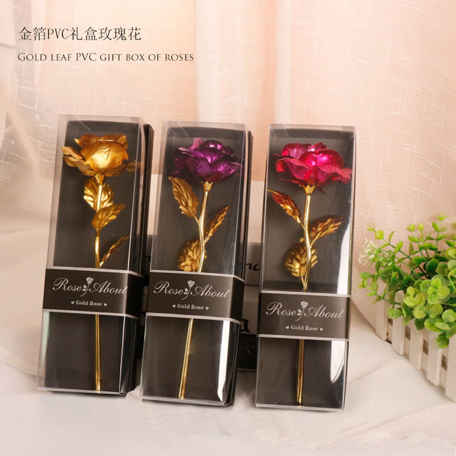 Gold Plated Rose with Photo frame and Box Annivers... – Grandado