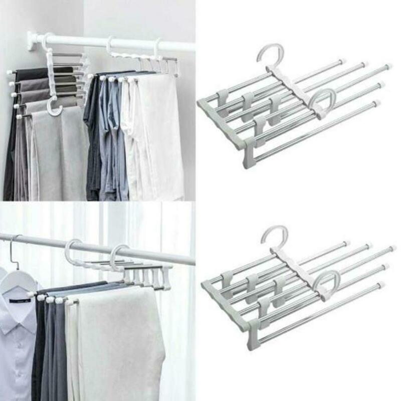5 in 1 Pant Rack Shelves Stainless Steel Clothes H... – Vicedeal
