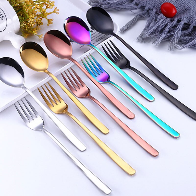 Stainless Steel Spoon Fork Classic Tableware Color... – Vicedeal