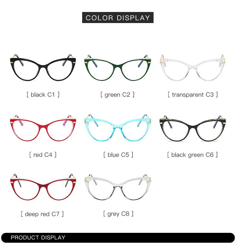 Sexy Red Cat Eye Glasses Frames Women Anti Blue Li... – Grandado