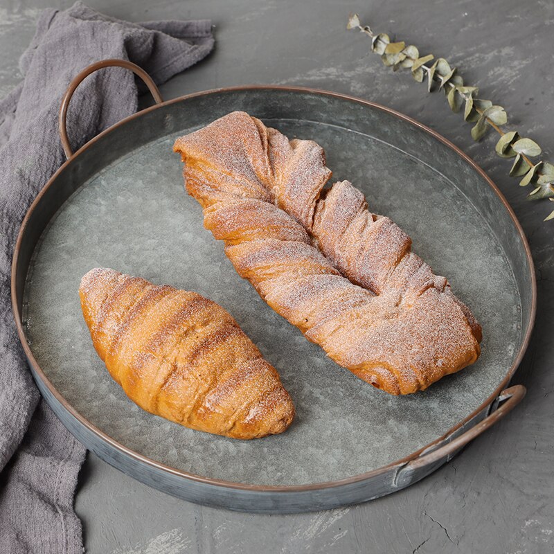 Vintage Round Wrought Iron Plate with Handles Meta... – Grandado