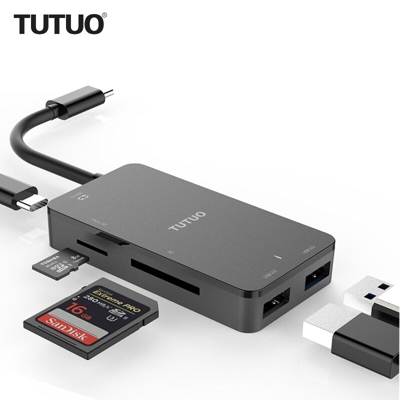 TUTUO Type C USB-A * 2 Poorten Converter met SD/Mi... – Grandado