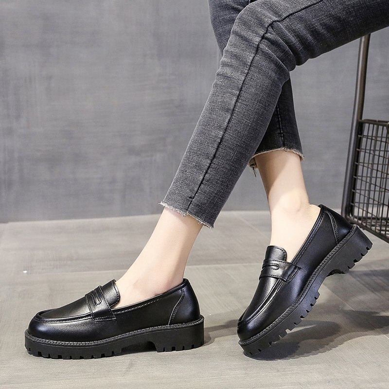 Solid Leather Shoes Woman Oxford Shoes for Women S... – Vicedeal