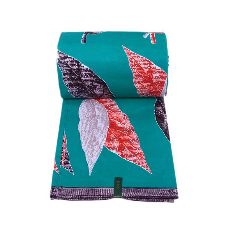 100% Cotton Green African White Black & Red Leaf P... – Grandado