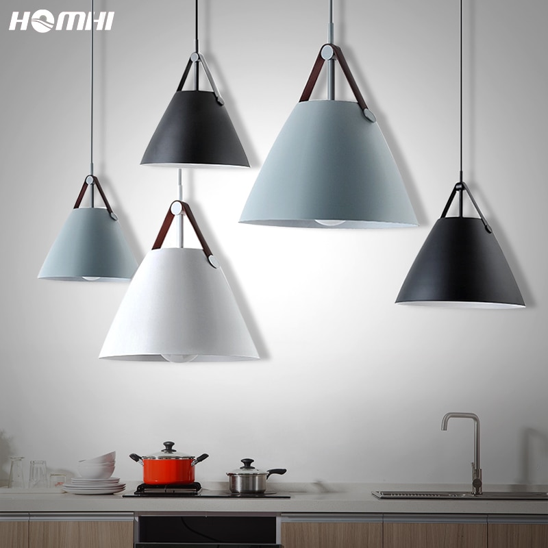 Nordic modern led pendant ceiling lamps black Gray... – Grandado