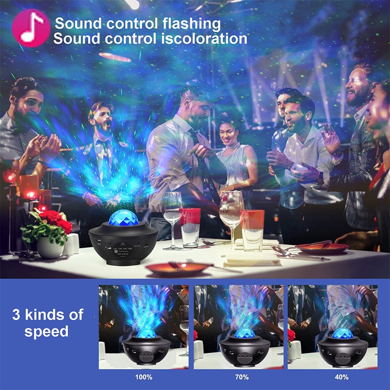 LED Star Galaxy Projector Ocean Wave Night Light R... – Grandado