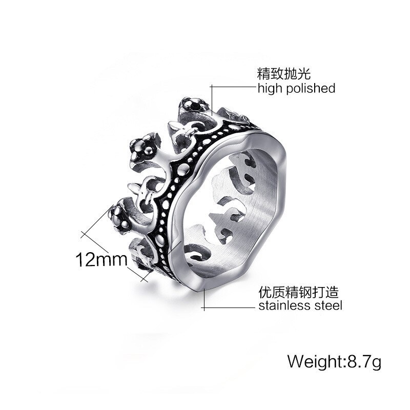 Modyle Men's Rings Black Royal King Crown Knig... – Vicedeal