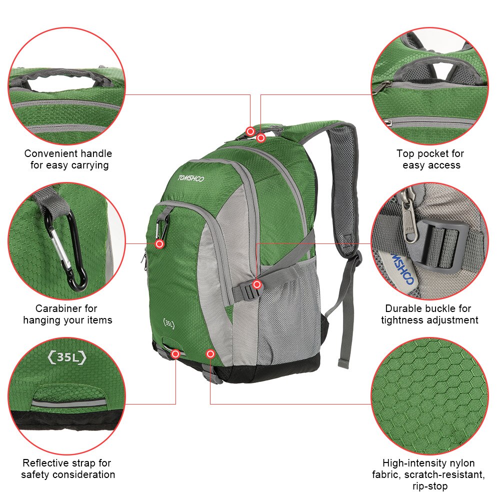 Tomshoo 35L Outdoor Sport Backpack Nylon Pack Trav... – Grandado