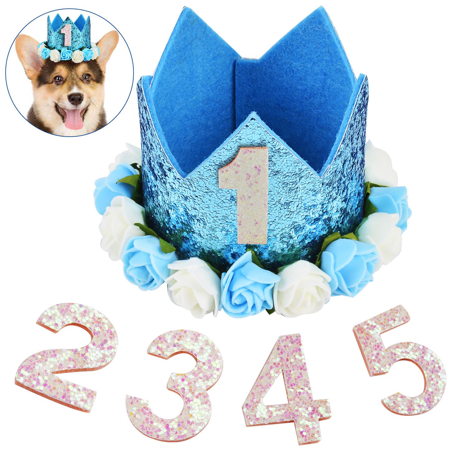 Pet Cat Dog Birthday Party Hat One to Five Caps Fi... – Grandado