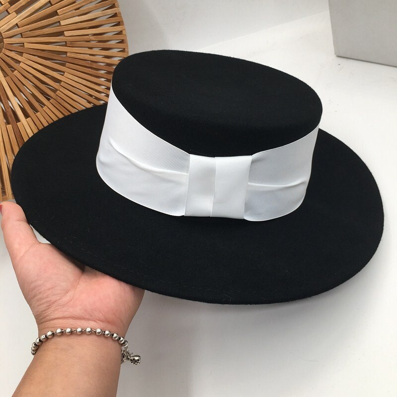 In Europe and the British flat top hat black wool ... – Grandado