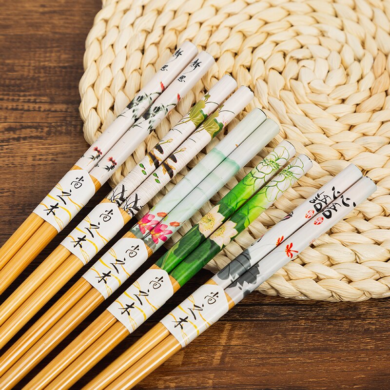 5 Pair Chopsticks Natural Bamboo Chinese Chopstick... – Vicedeal
