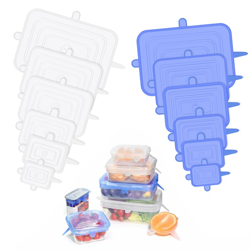 6PCS Square Silicone Stretch Lid Kitchen Tool Acce... – Grandado